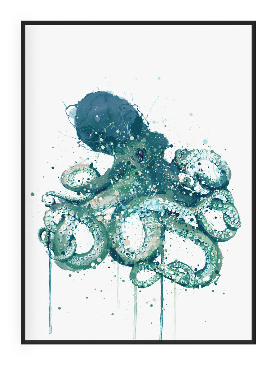 Sea Creature Wall Art Print 'Blue Octopus' – WE LOVE PRINTS